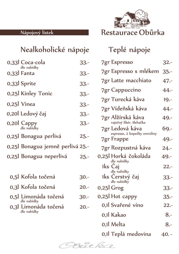 Nápojový lístek | restaurace-oburka.cz